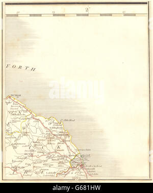 BERWICKSHIRE COAST. Dunbar Duns Eyemouth Berwick-upon-Tweed. CARY 1824 ...