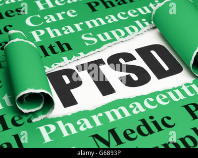 Healthcare concept: black text PTSD under the piece of torn paper Stock ...