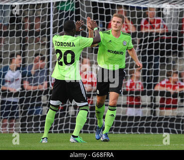 Forest Green Rovers' Yan Klukowski scoring their first goal from the ...