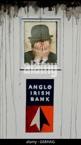 Performance artist Frank O'Dea with his Installation piece entitled ...