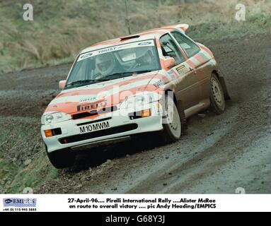 27-April-96. Pirelli International Rally ...Steve Petch steers his ...