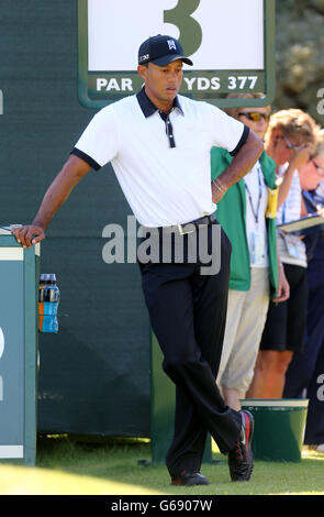 USA's Tiger Woods looks dejected after his round on the 18th during day ...