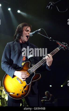 Supergrass lead singer Gaz Coombes performs at the Pyramid stage at the ...