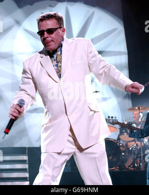 Madness lead singer Suggs performs on stage during a special concert ...