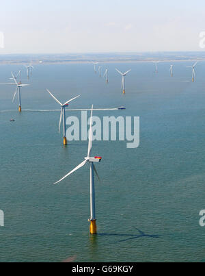 An aerial view showing the new Centrica Energy Lincs offshore wind farm ...