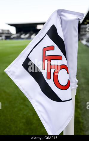 A Fulham football club flag on display during the Premier League match ...