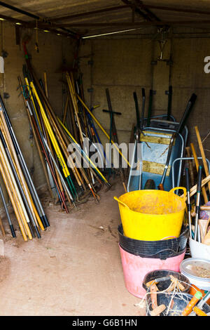 Inside a tool shed in a garden. HDR Stock Photo - Alamy