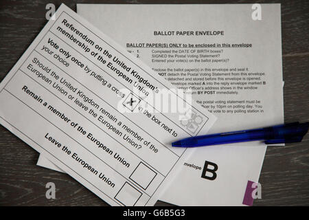 Putting cross on postal ballot paper in European Parliament elections ...