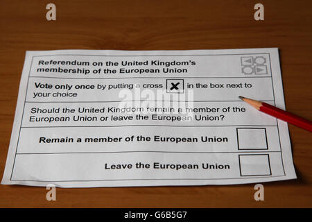 Putting cross on postal ballot paper in European Parliament elections ...