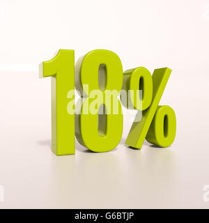 3d render: green 18 percent, percentage discount sign on white, 18 ...