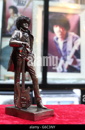 A miniature version of the famous Phil Lynott statue forms part of an ...