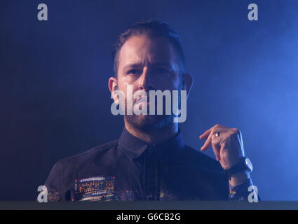 Saul Milton, Chase of Chase & Status, performs on stage during BBC ...