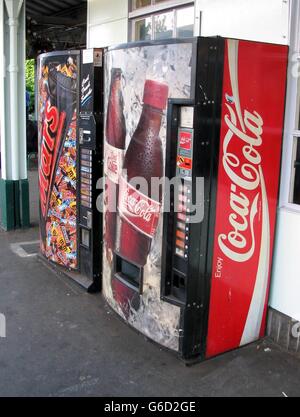 Pepsi Cola and Coca Cola vending machines side by side Stock Photo ...