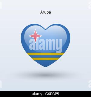 Aruba country heart. Love Aruba national flag vector illustration Stock ...