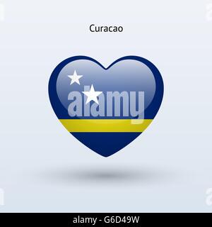 Curacao country heart. Love Curacao national flag vector illustration ...