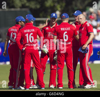 Ireland players celebrate a wicket during the second T20I test match at ...