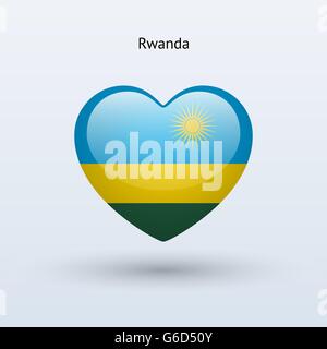 Rwanda country heart. Love Rwanda national flag vector illustration ...