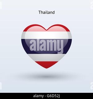 Vector Thailand Flag Heart icon. Thai glossy emblem. Country love ...