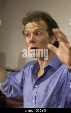 British explorer Pen Hadow talks during a press conference at Heathrow ...