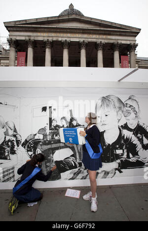 Girls from James Allen Girls School in Trafalgar Square, central London ...