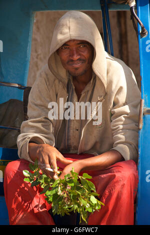 Portrait of Ethiopian man chewing khat. Catha edulis. Harar. Ethiopia ...