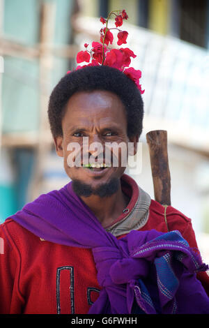 Ethiopian man chewing khat, Harari Region, Awaday, Ethiopia Stock Photo ...