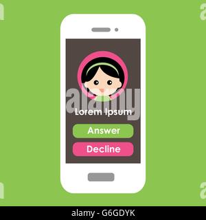 smartphone interface with cute cartoon character profile Stock Vector ...