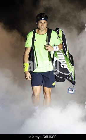 David Ferrer arrives on court at the Barclays ATP World Tour Finals ...