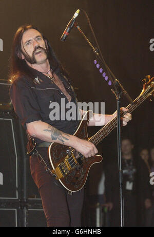 Lead singer Lemmy performs with his band Motorhead on stage at the ...
