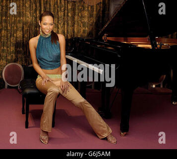 Former Hear'say member, and now a solo artist Myleene Klass blows a ...