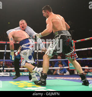 Referee Howard Foster stops the fight during the IBF International ...