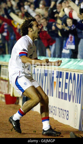 Rangers' Nuno Capucho celebrates scoring the winning goal against ...