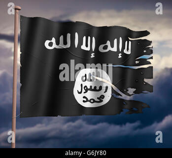 Islamic State of Iraq and the Levant flag combined Russian flag waving ...