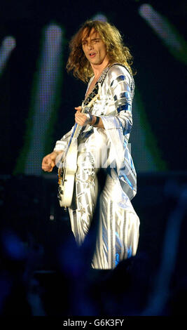 Singer Justin Hawkins from The Darkness during their guest appearance ...