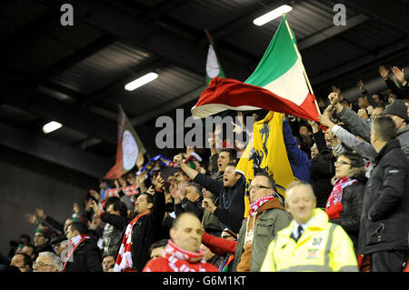 Zulte-Waregem fans show their support in the stands Stock Photo - Alamy