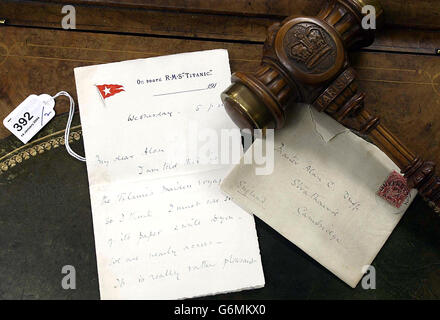 WHITE STAR LINE RMS TITANIC Writing paper with letterhead "White Star ...