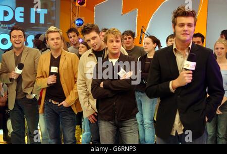 Westlife, from left to right; Nicky Byrne, Shane Filan, Mark Feehily ...