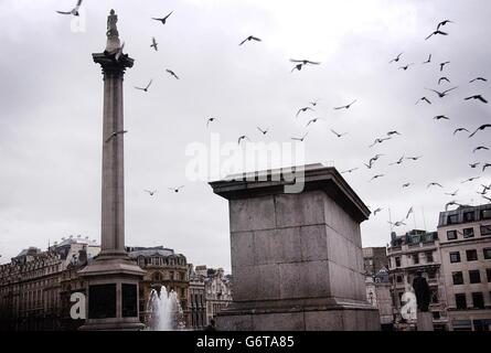 The fourth plinth in Trafalger Square, central London. The sculpture ...