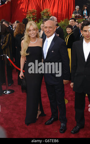Ben Kingsley and wife Alexandra Christmann arrive at the Kodak Theatre ...