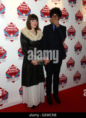 Lydia Fox and Richard Ayoade arriving for the 2014 NME Awards, at ...