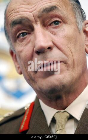 General Sir Mike Jackson head of the British Army, speaks to the media ...