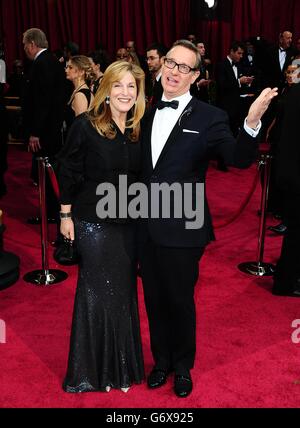 Paul Feig and wife Laurie arriving at the 86th Academy Awards held at ...