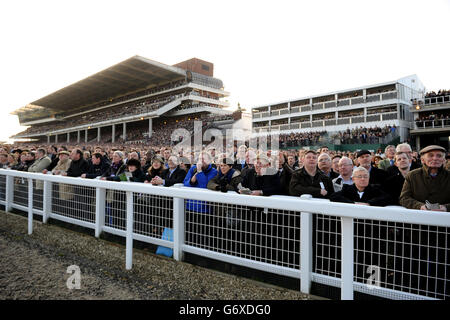 Spectators watching the Terry Biddlecombe National Hunt Chase from the ...