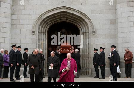 The coffin of Lord Ballyedmond, also known as Dr Edward Haughey, is ...