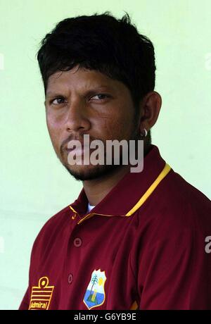 West Indian cricketer Ramnaresh Sarwan receives a stretch from team ...