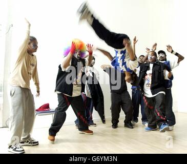 American breakdancing team 'Tommy the Clown' (front row) with the ...