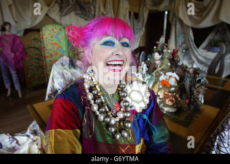Zandra Rhodes with her exhibit "Old Dining Room" at Belsay Hall in ...