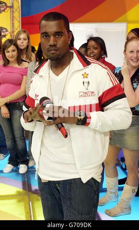 Hip-hop artist Kanye West during his guest appearance on MTV's TRL ...