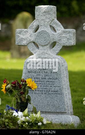 The newly erected headstone of Spike Milligan in the grounds of St ...