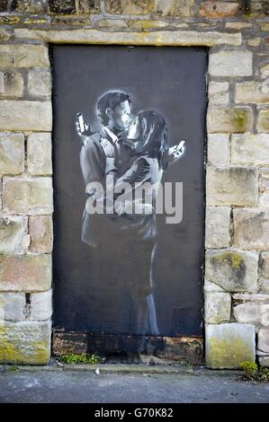 A view of the latest officially confirmed Banksy artwork, named Mobile ...